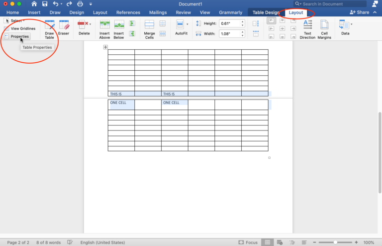 Fixing Unwanted Lines in a Table Cell that Spans Two Pages in Word