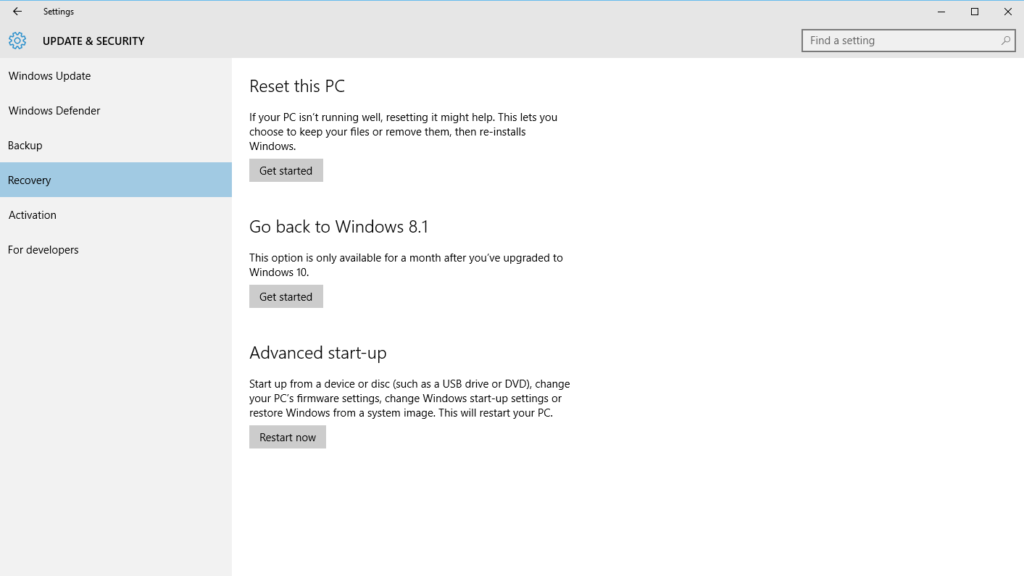 How to downgrade from Windows 10 to Windows 8.1 or Windows 7