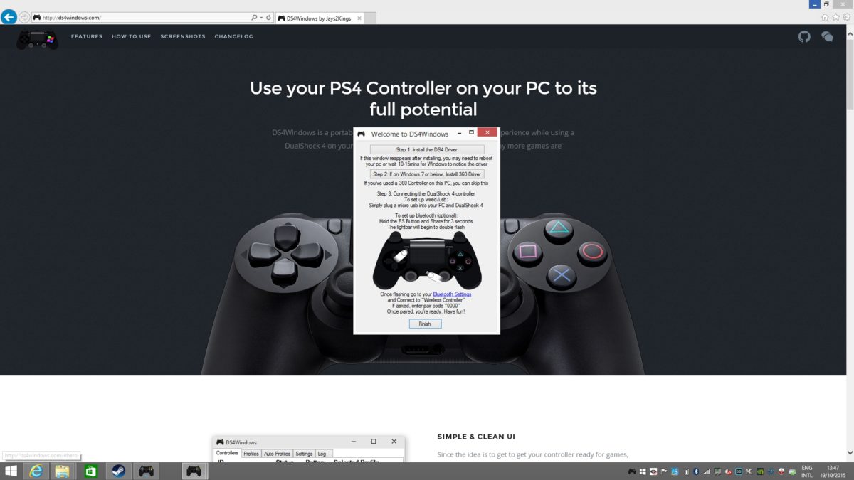 How to use a PS4 DualShock controller with a PC