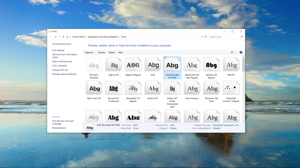 How to add, remove and modify fonts in Windows 10