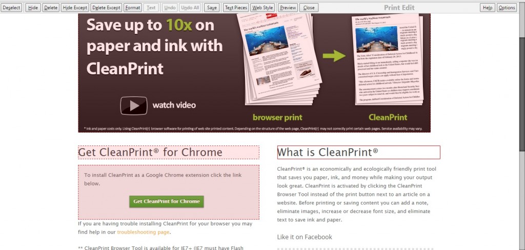 How to edit website pages before printing them