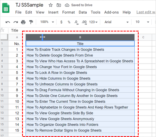 How To Change Column Width in Google Sheets