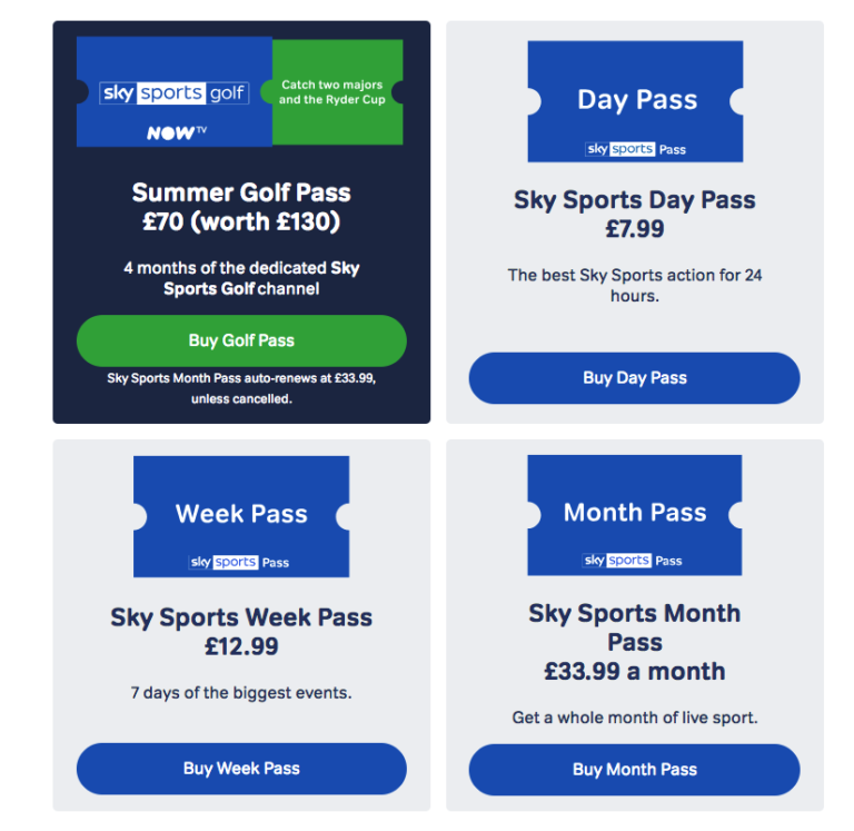 You can now get a four-month Sky Sports Pass on Now TV for £70 to watch ...