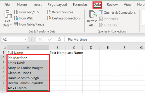 How To Separate First and Last Name in Excel