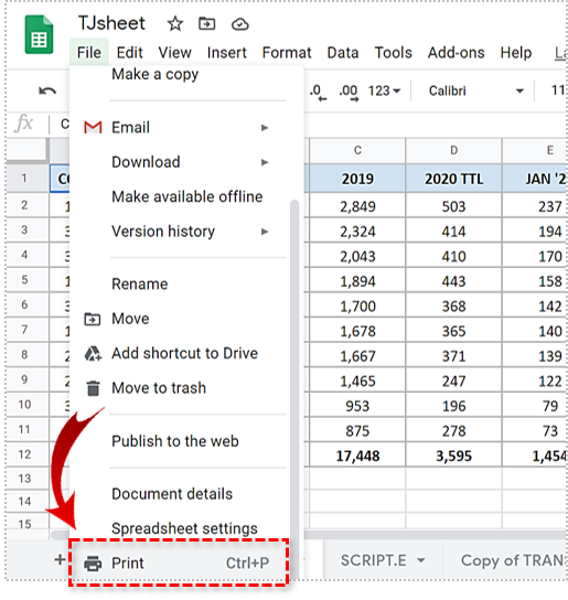 How To Print A Google Spreadsheet on a Single Page