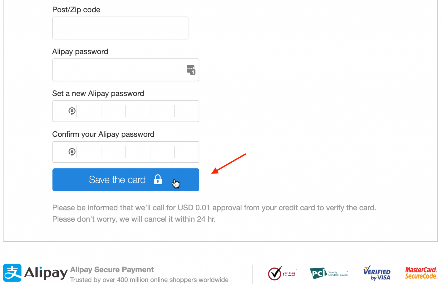 How to Add or Remove or Change a Card on AliExpress