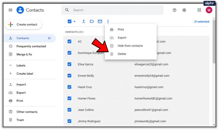 How To Delete All Google Gmail Contacts