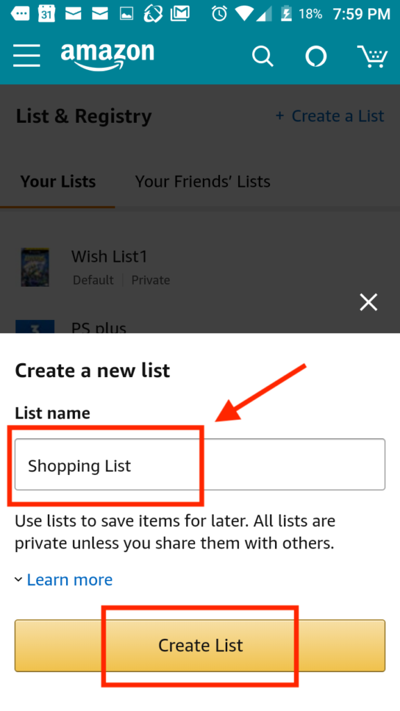 How to Make a Wishlist in the Amazon App