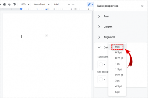 How to Remove Table Lines from Google Docs