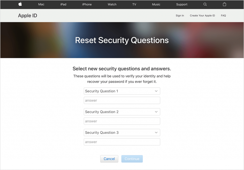 ‘We do not have sufficient information to reset your security questions ...