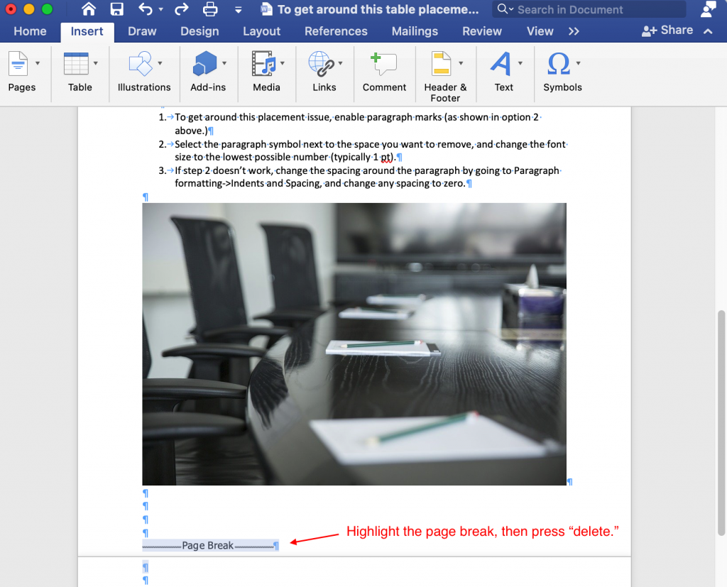 How To Delete a Page or Whitespace from Word