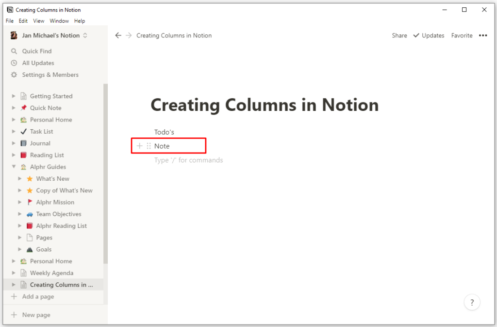 How to Create Columns in Notion