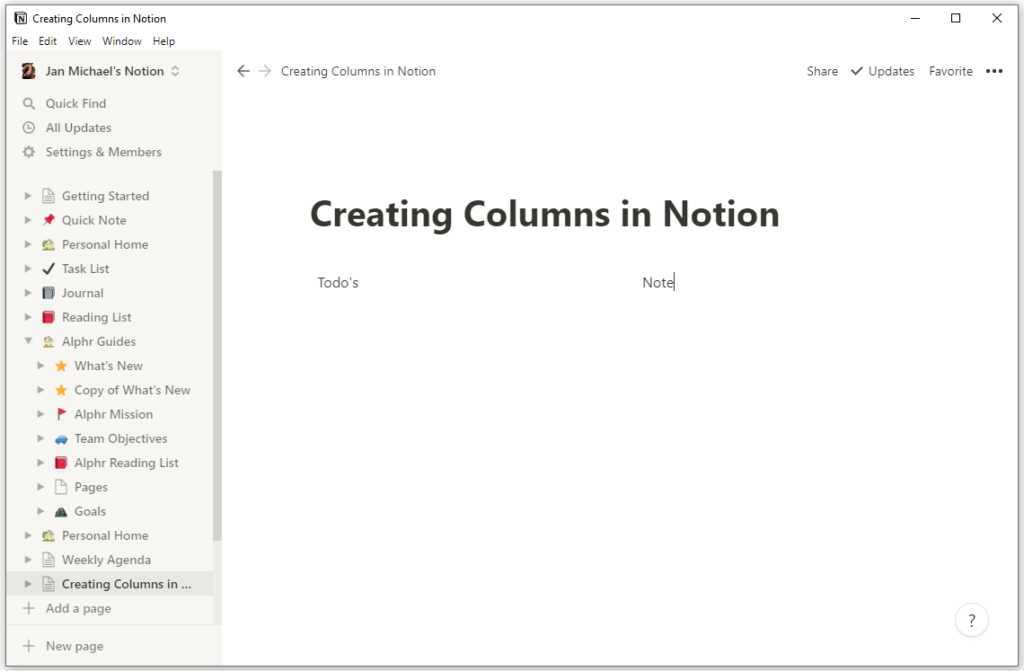 How to Create Columns in Notion