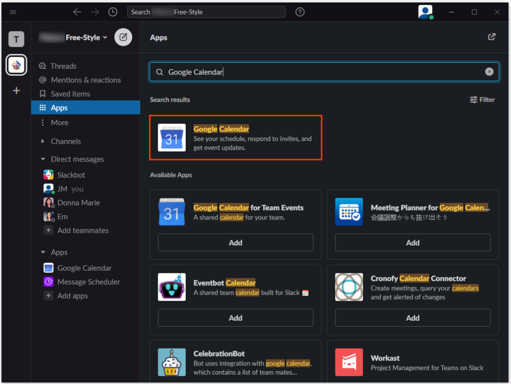 How to Add Google Calendar to Slack