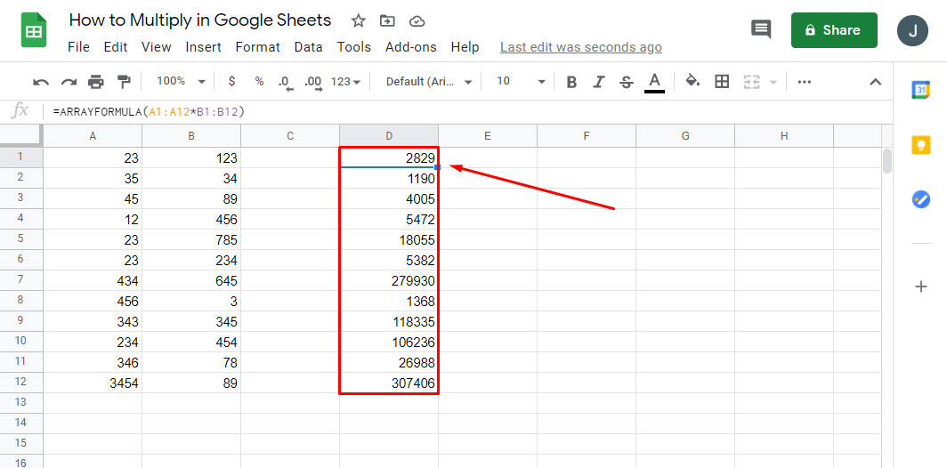 How To Multiply In Google Sheets