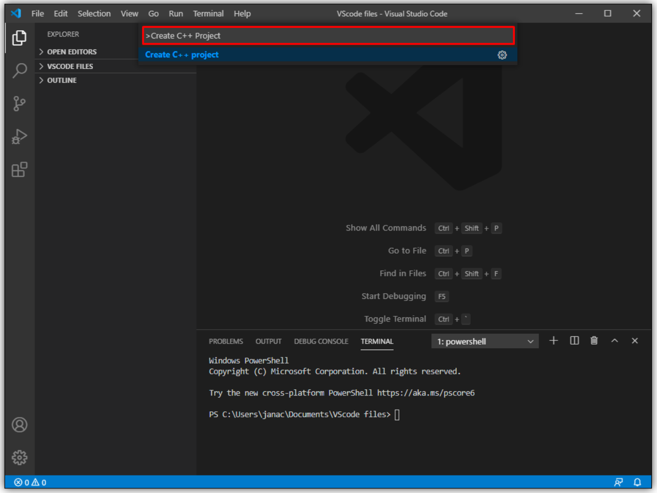 VS Code How to Create a New Project