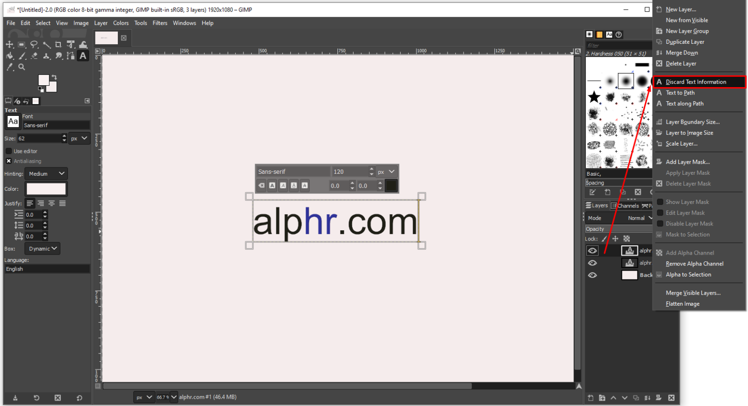 How to Add Shadows to Text in GIMP