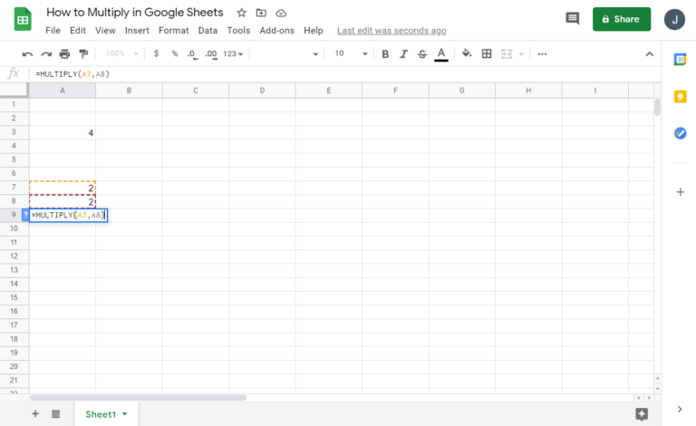 How to Multiply in Google Sheets