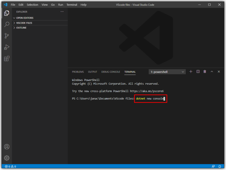 VS Code How to Create a New Project