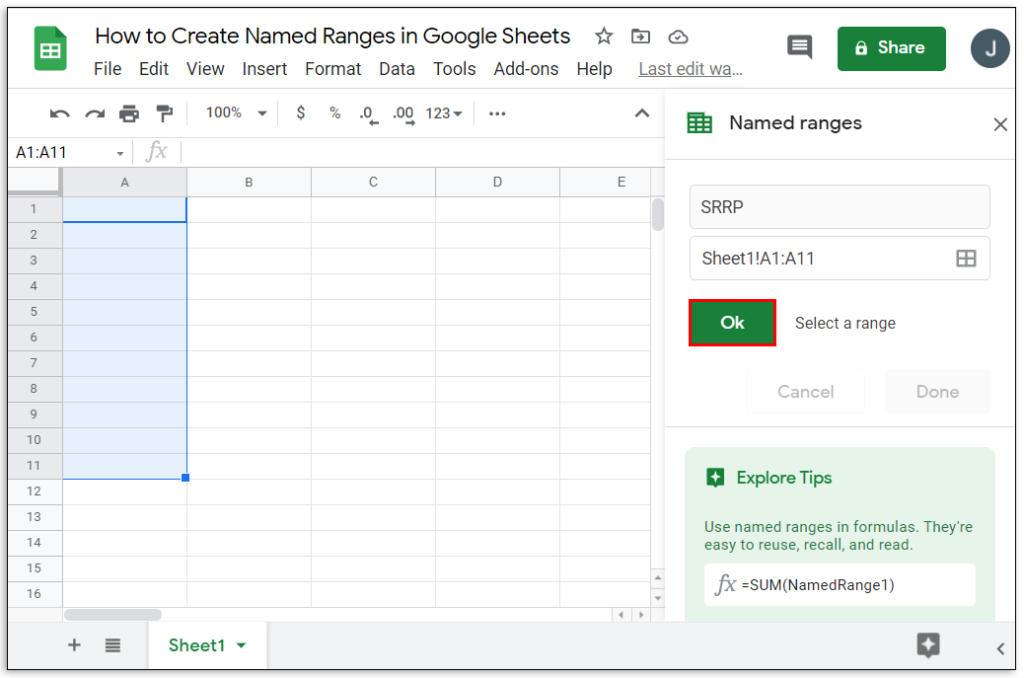 How to Calculate Range in Google Sheets