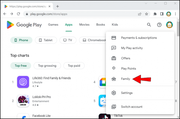 How to Add to Family Library on Google Play