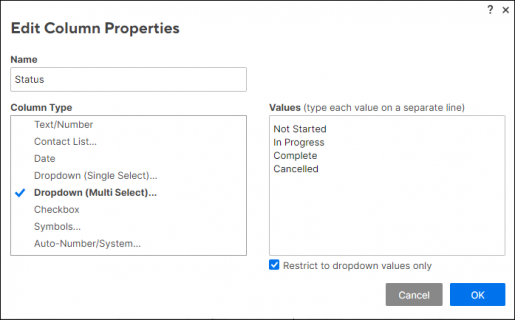 Smartsheet - How to Add a Drop Down