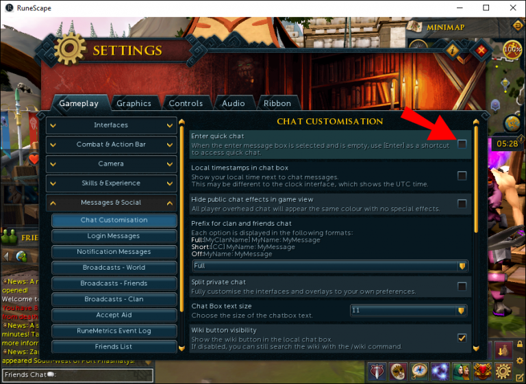 How to Open the Chat in RuneScape