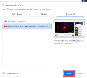 How to Share Video with Sound in Webex