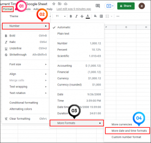 How to Show the Current Time in a Google Sheet