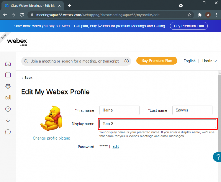 How to Change your Display Name in Webex