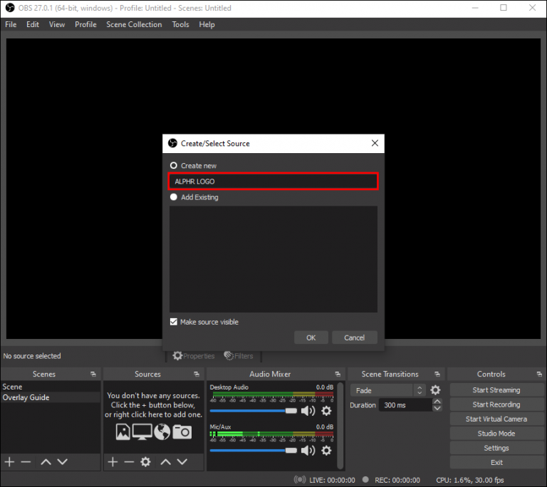 How to Add an Overlay in OBS
