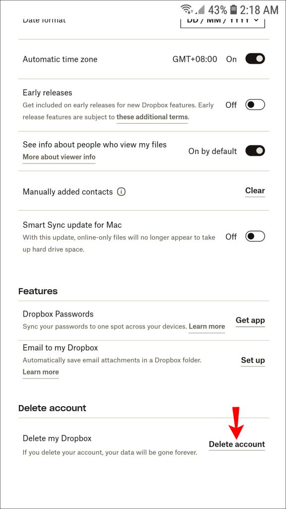 How to Delete a Dropbox Account