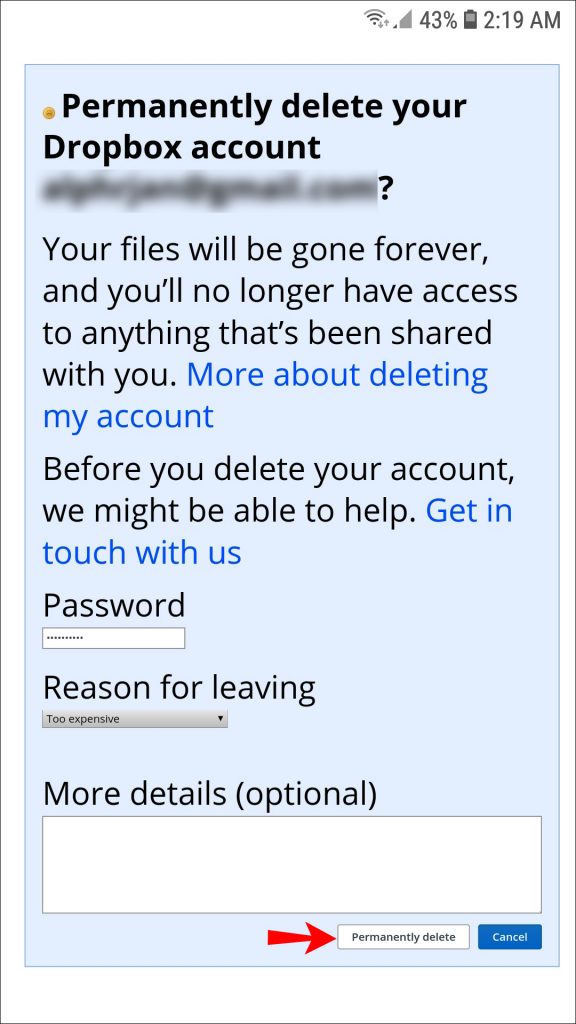 How to Delete a Dropbox Account
