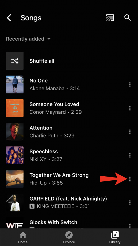 How to Add or Remove Songs from the Library in YouTube Music