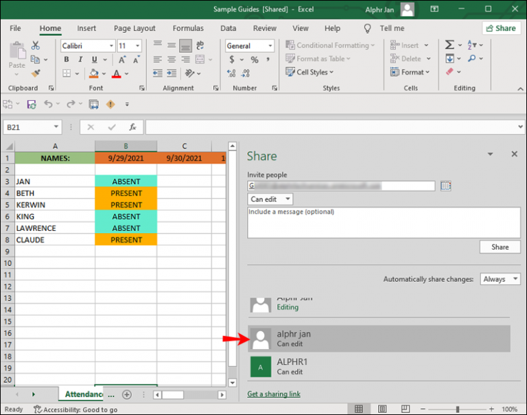 How To Remove Shared Access Permissions for Someone in an Excel File