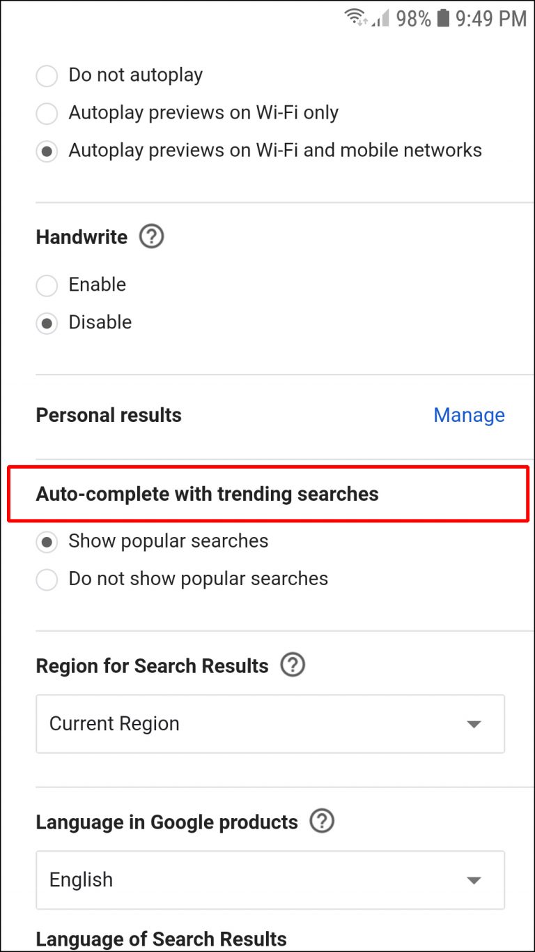 How to Turn Off Trending Searches on Google