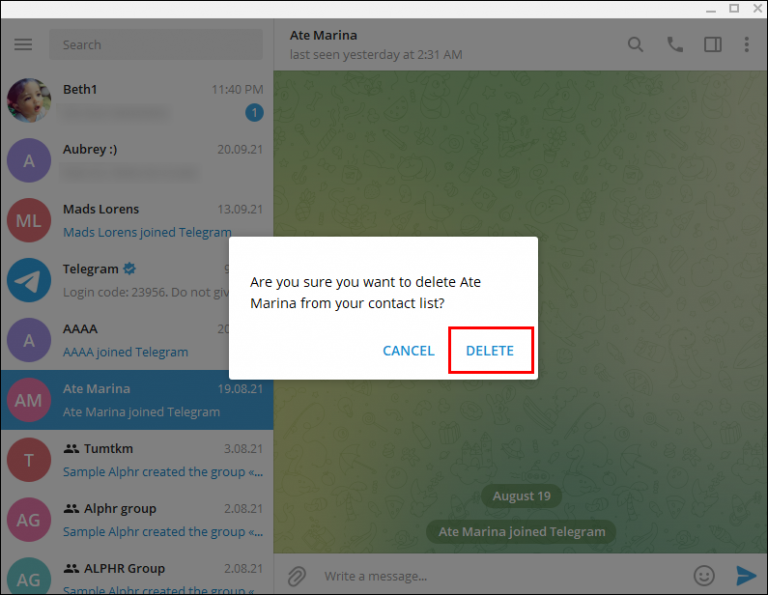 How to Delete Contacts in Telegram