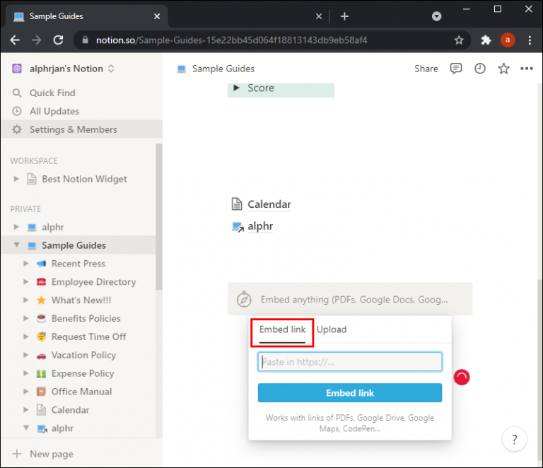 How to Embed a Google Sheet in Notion