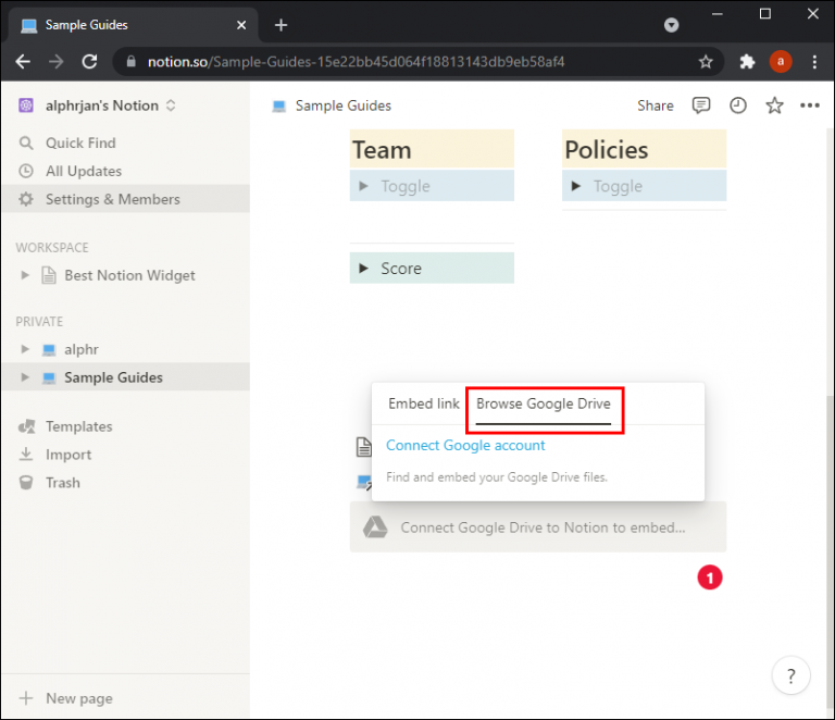 How to Embed a Google Sheet in Notion