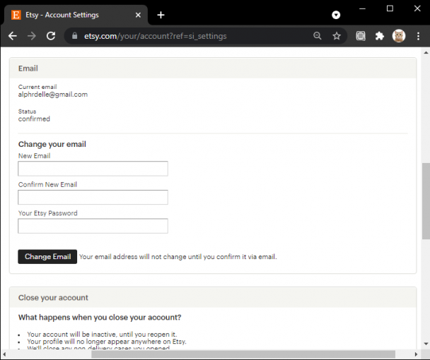 How to Change your Email Address on Etsy