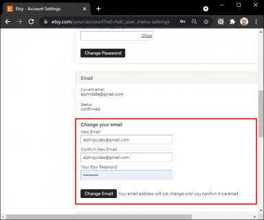 How to Change your Email Address on Etsy