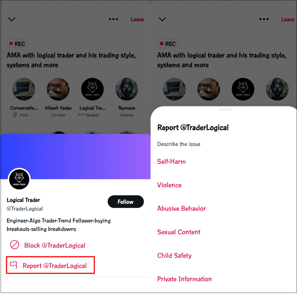 How to Report a User in Twitter Spaces