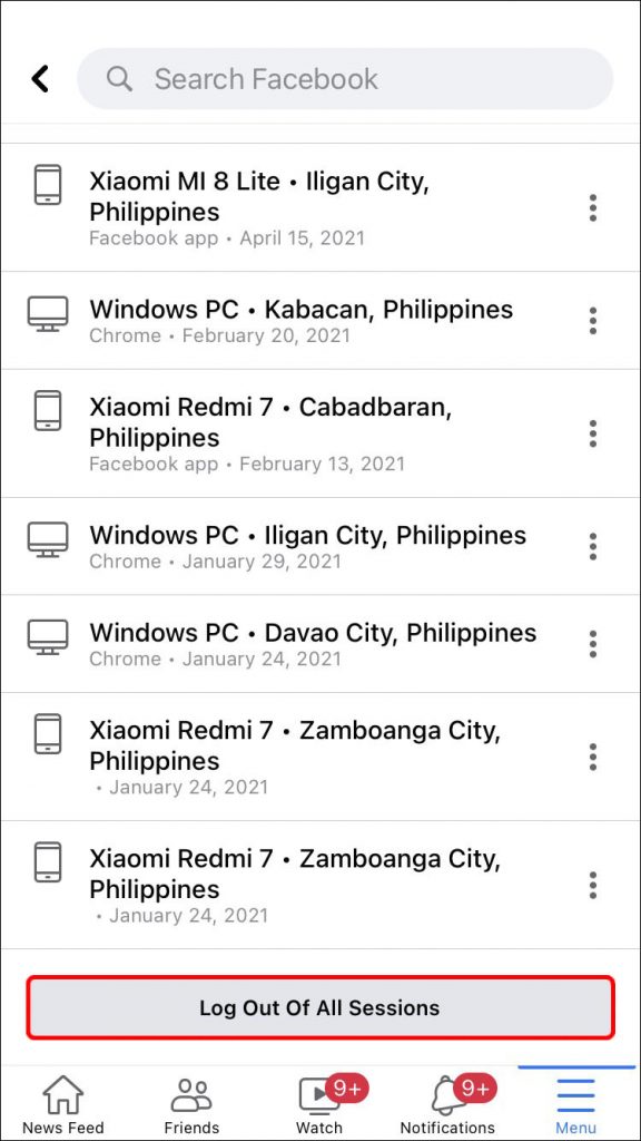 How To Log Out of a Facebook Account on All Devices