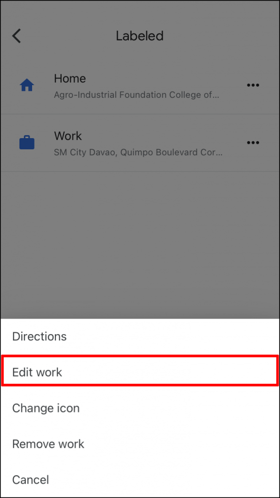 How to Change the Work Location in Google Maps