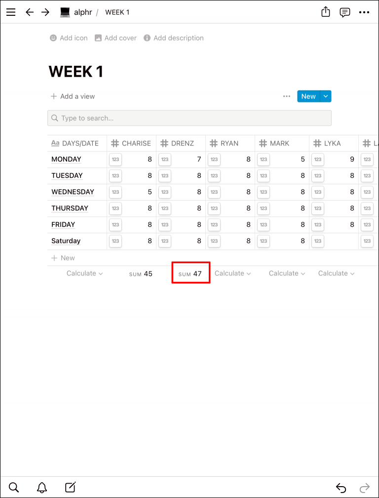 How to Sum a Column in Notion