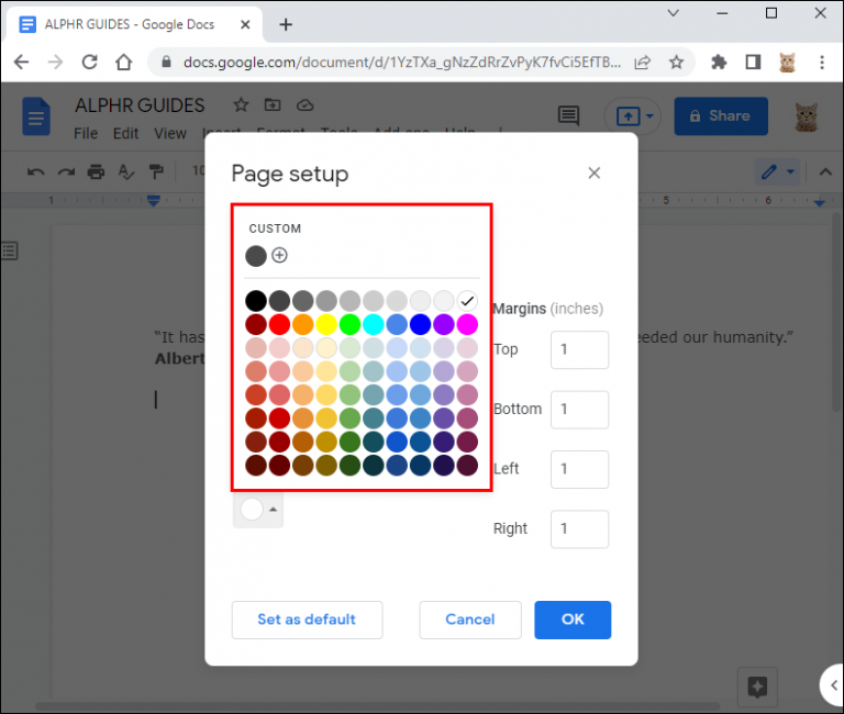 How to Change the Background Color in a Google Doc