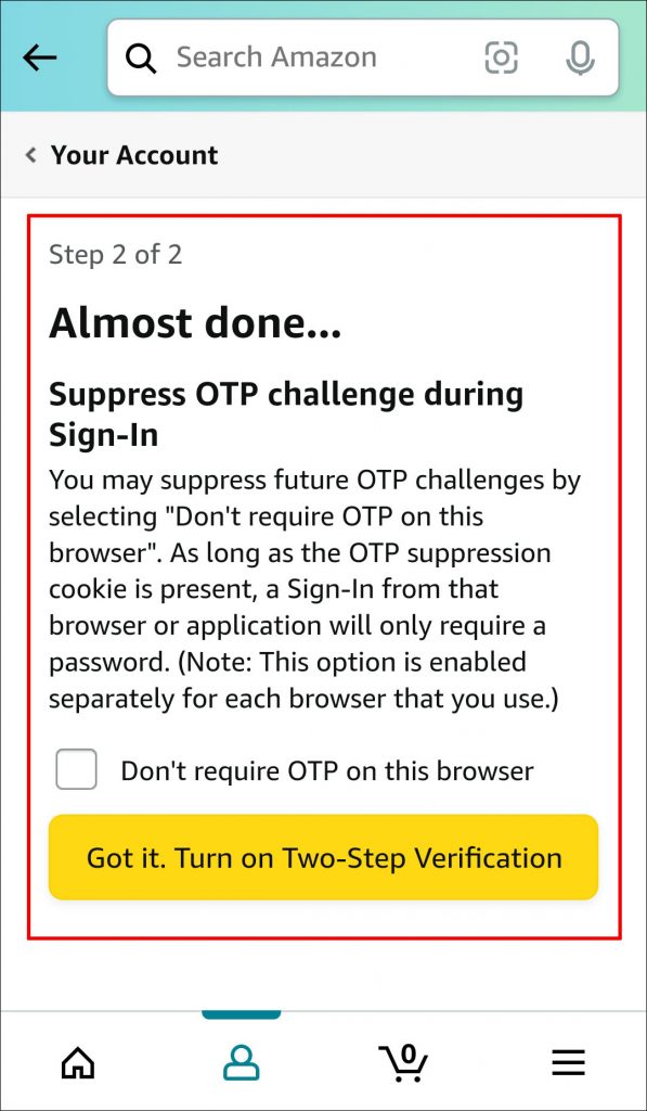 How to Turn On or Off 2FA on Amazon