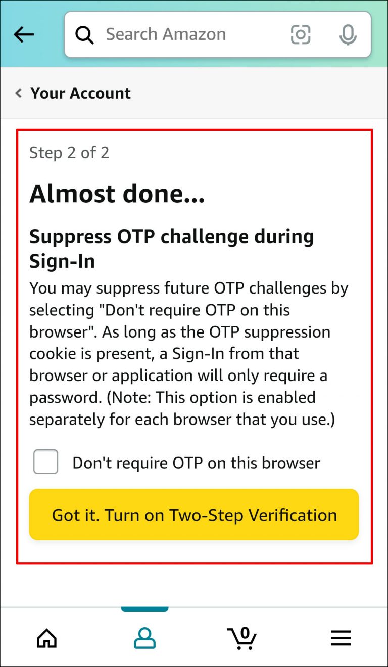 How to Turn On or Off 2FA on Amazon