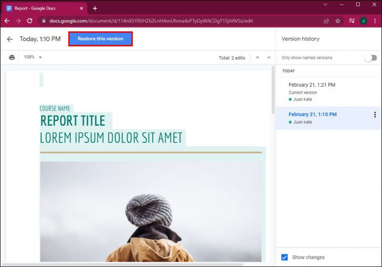 How To Revert to a Previous Version of a Google Doc