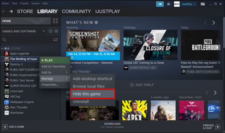 How to Remove or Hide a Game from Steam